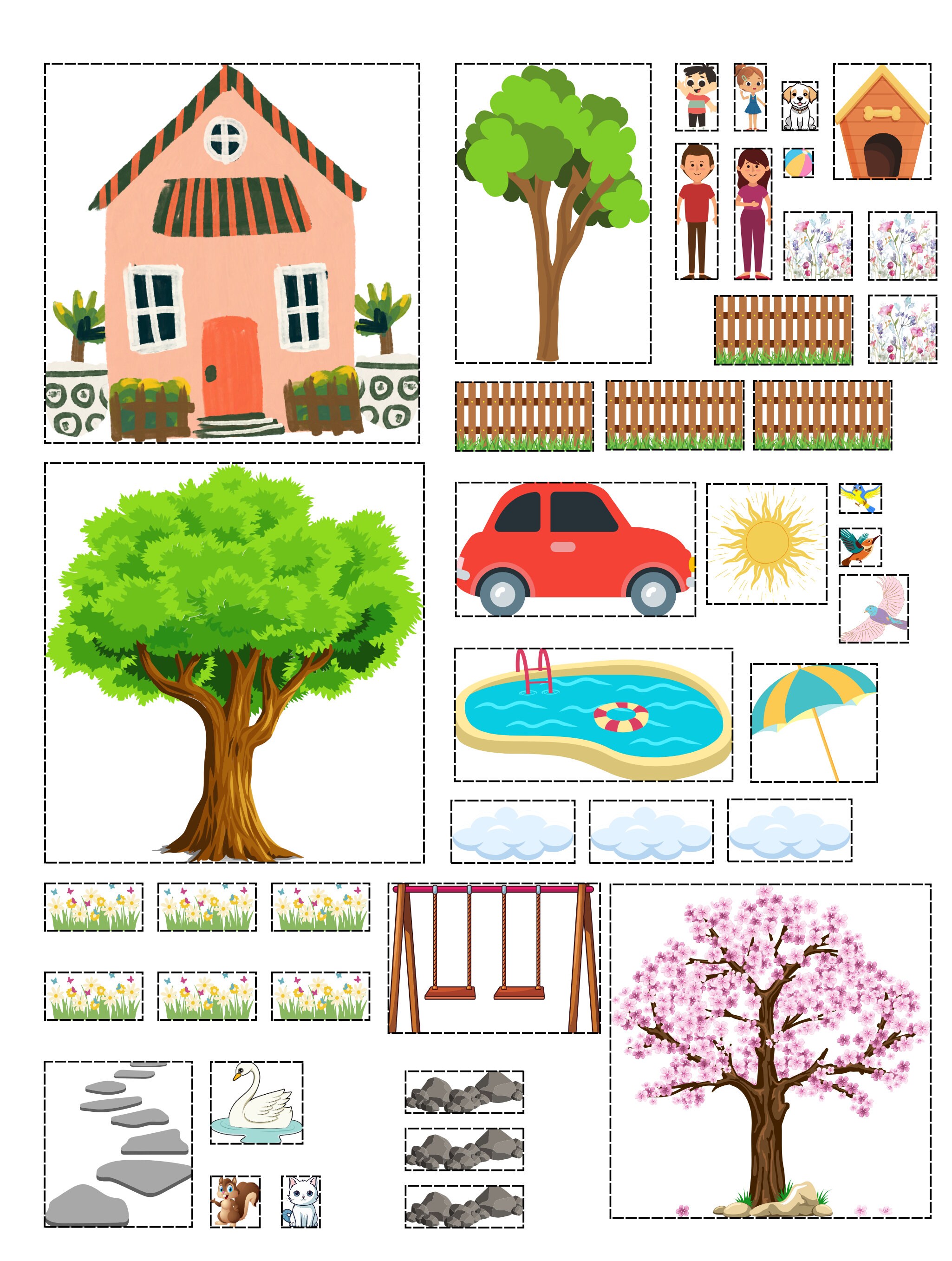 42 Piece Cut and Paste Activity Page, Digital Kids Activity Pages ...