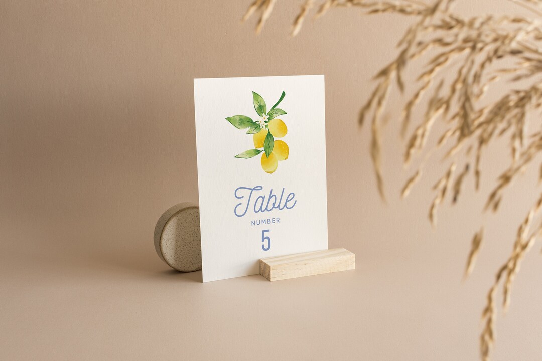 Italian Lemon Table Numbers - Blue, Yellow & Green | Hand-illustrated ...