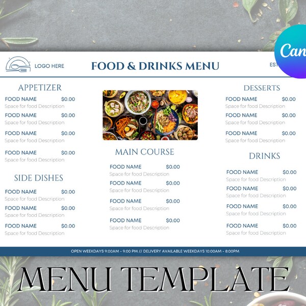 Landscape Menu Card - Etsy