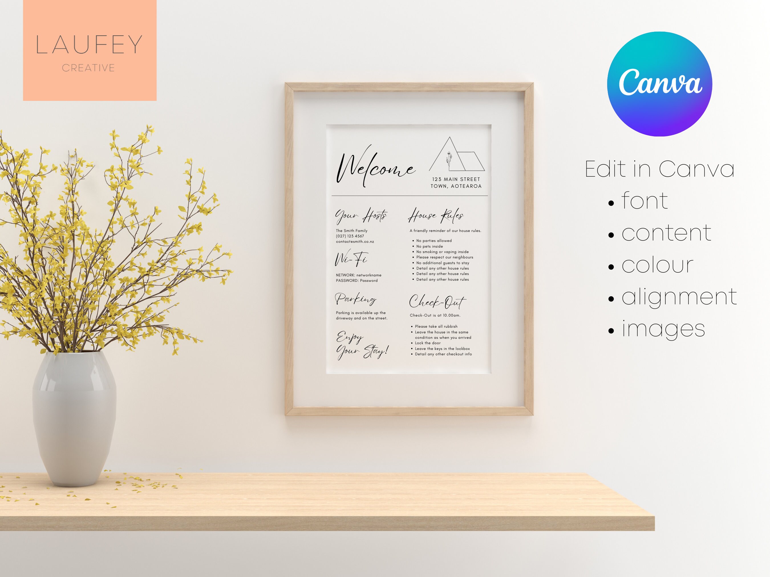 Airbnb Welcome Sign, Bach Rules, Holiday Home Information, Guest ...