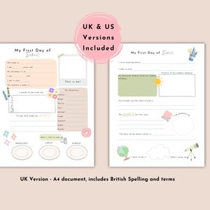 All About Me Printable First Day of School Interview First Day of ...