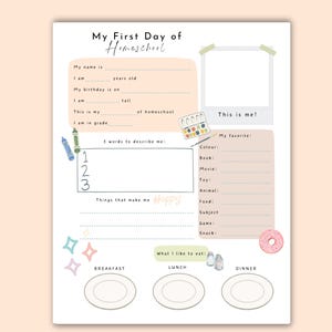 First Day of Homeschool Interview Printable All About Me Worksheet ...
