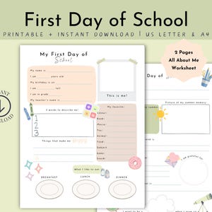 All About Me Printable First Day of School Interview First Day of ...