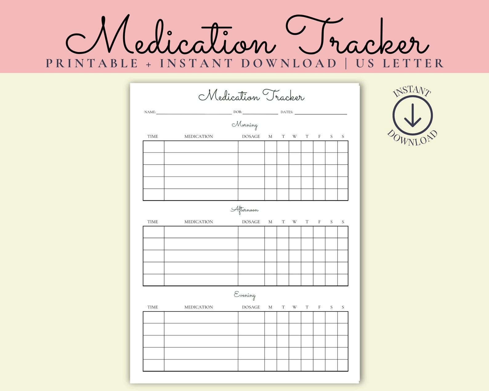 Medication Tracker Printable, Medication Log, Medication List, Medication Tracker Monthly ...