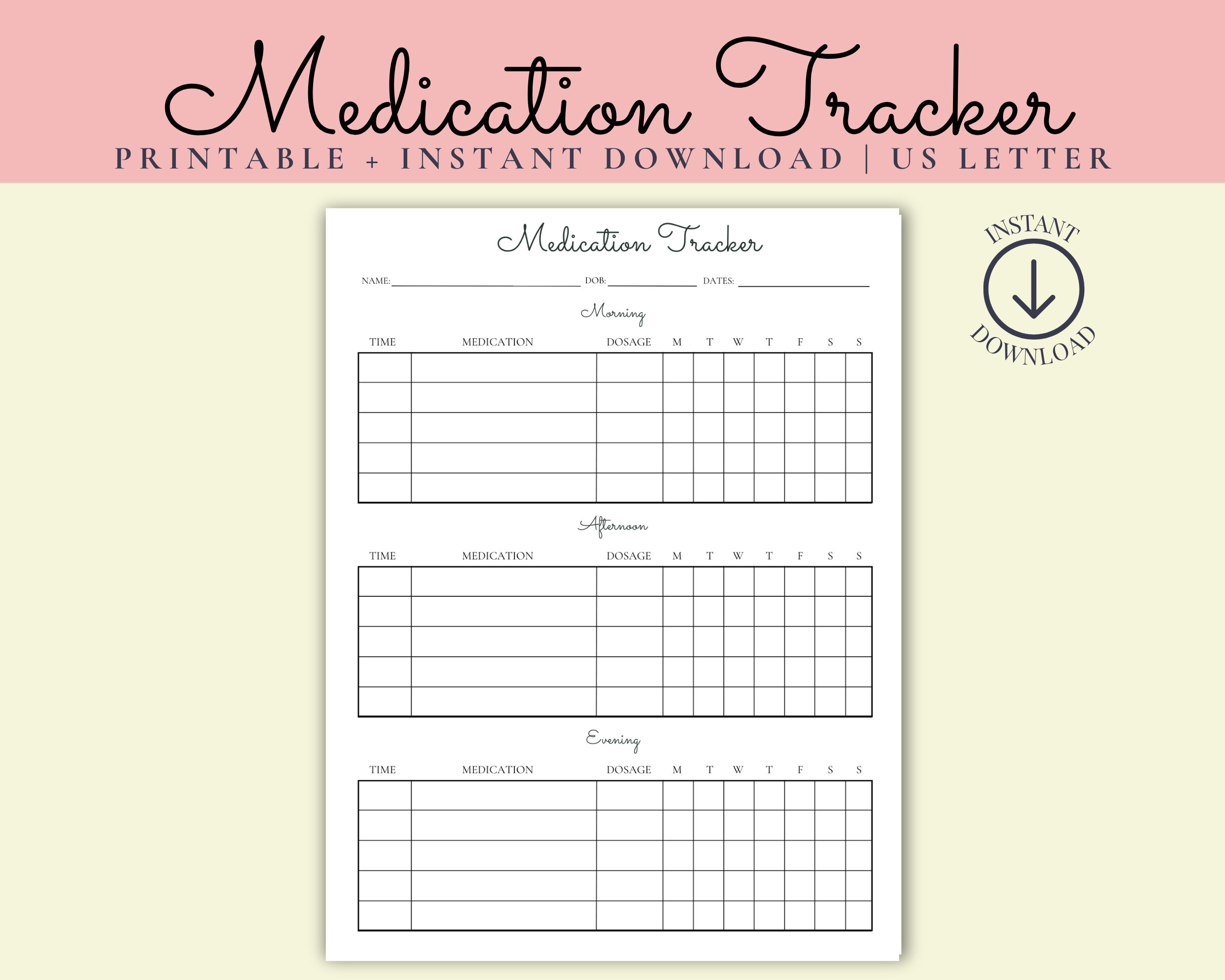 Medication Tracker Printable, Medication Log, Medication List ...