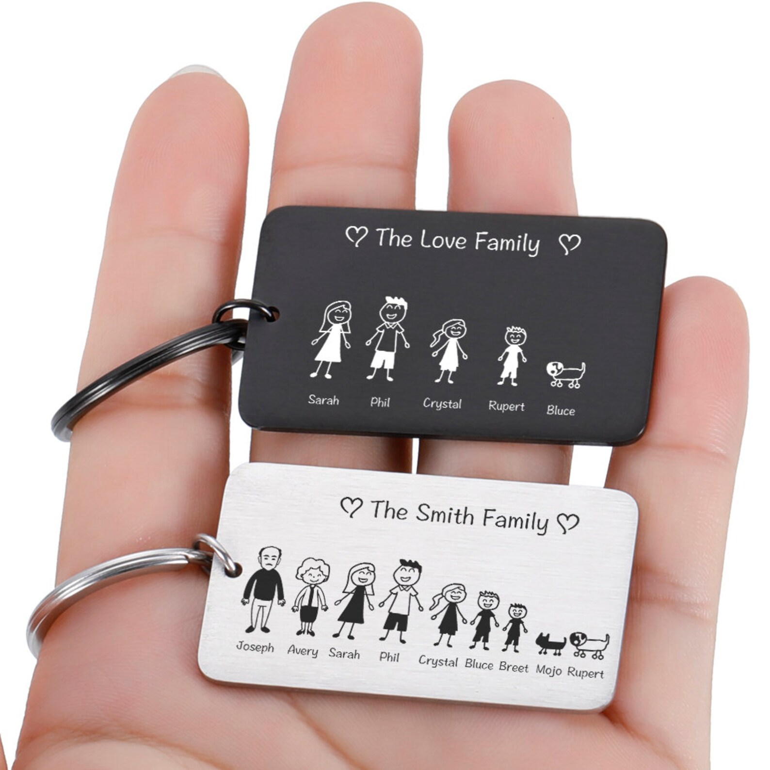 Custom Family Keychain Family Portrait Characters Family Gift Names ...