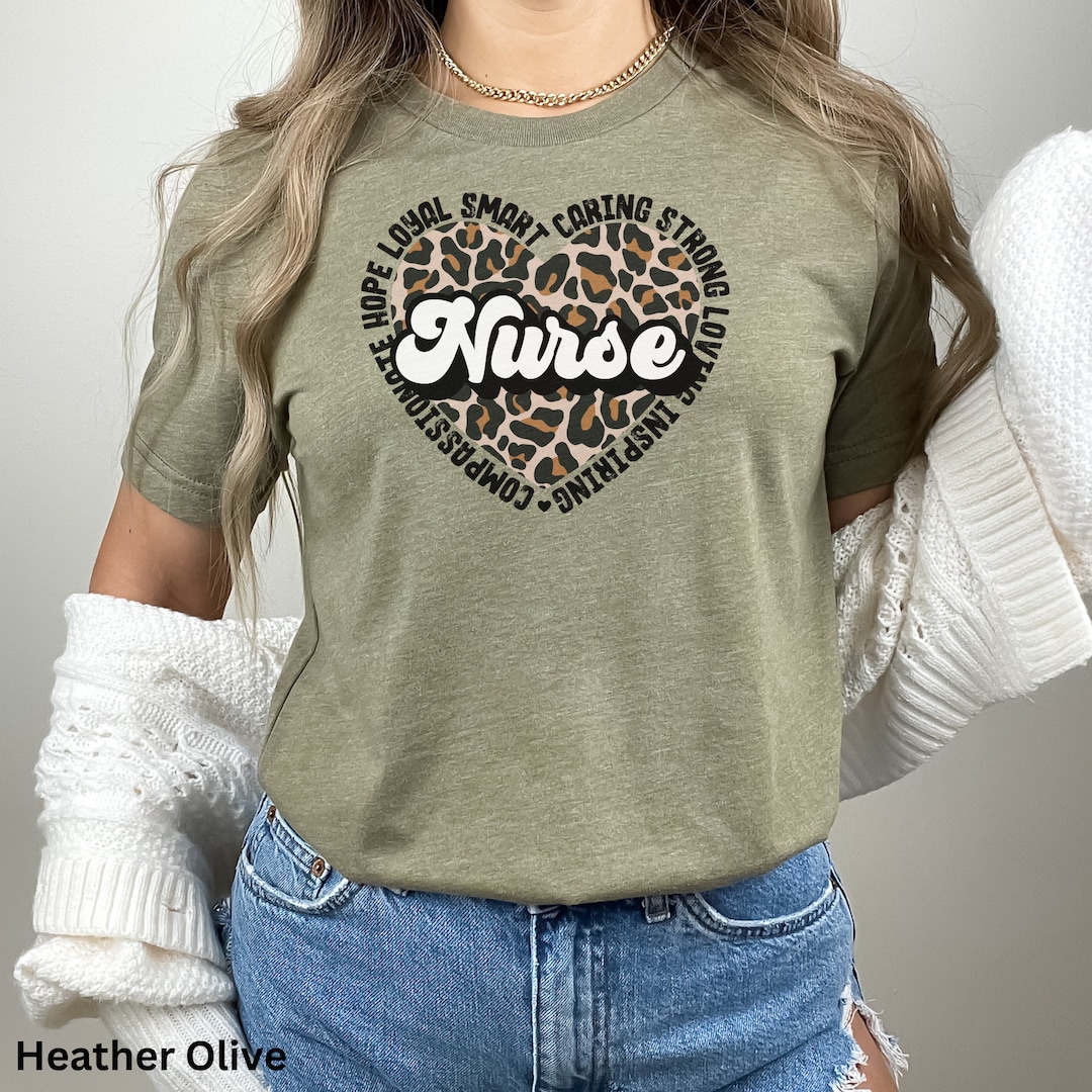 Nursing Leopard Print, Nurse Leopard Print, Heart Shape Nurse Shirt ...