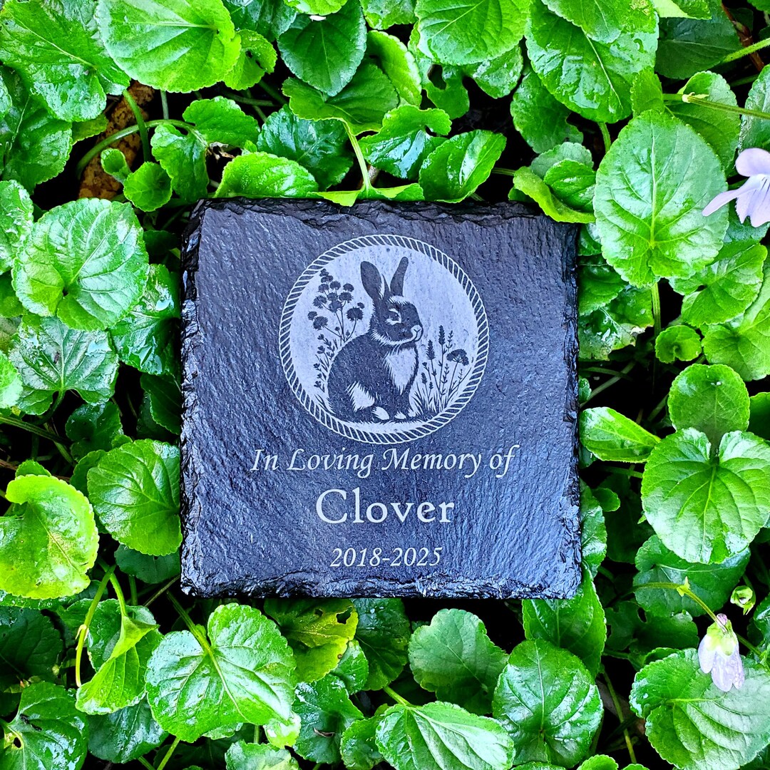 Small Personalized Bunny Rabbit Memorial Stone – Engraved Slate Grave ...
