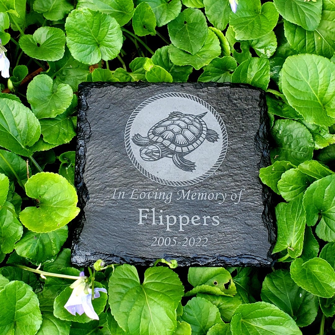 Small Personalized Red-eared Slider Turtle Memorial Stone – Engraved ...