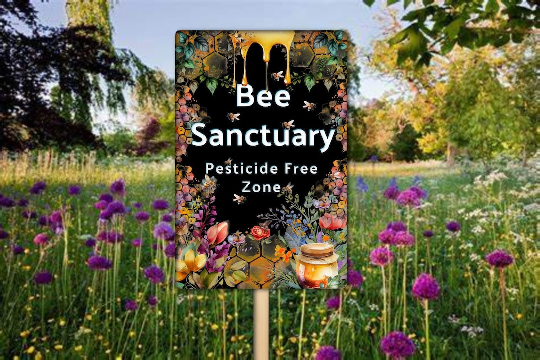 Bee Sanctuary Garden Sign | Pollinator Apiary Sign | Feed the Bees ...