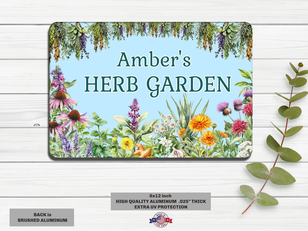 Personalized Herb Garden Sign | Custom Herbalist Apothecary Garden Sign ...