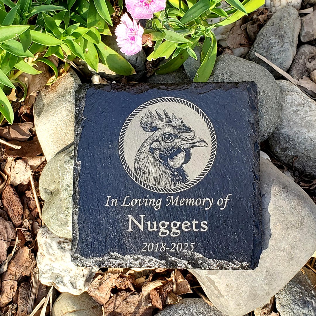 Small Personalized Chicken Memorial Stone – Engraved Slate Grave Marker ...