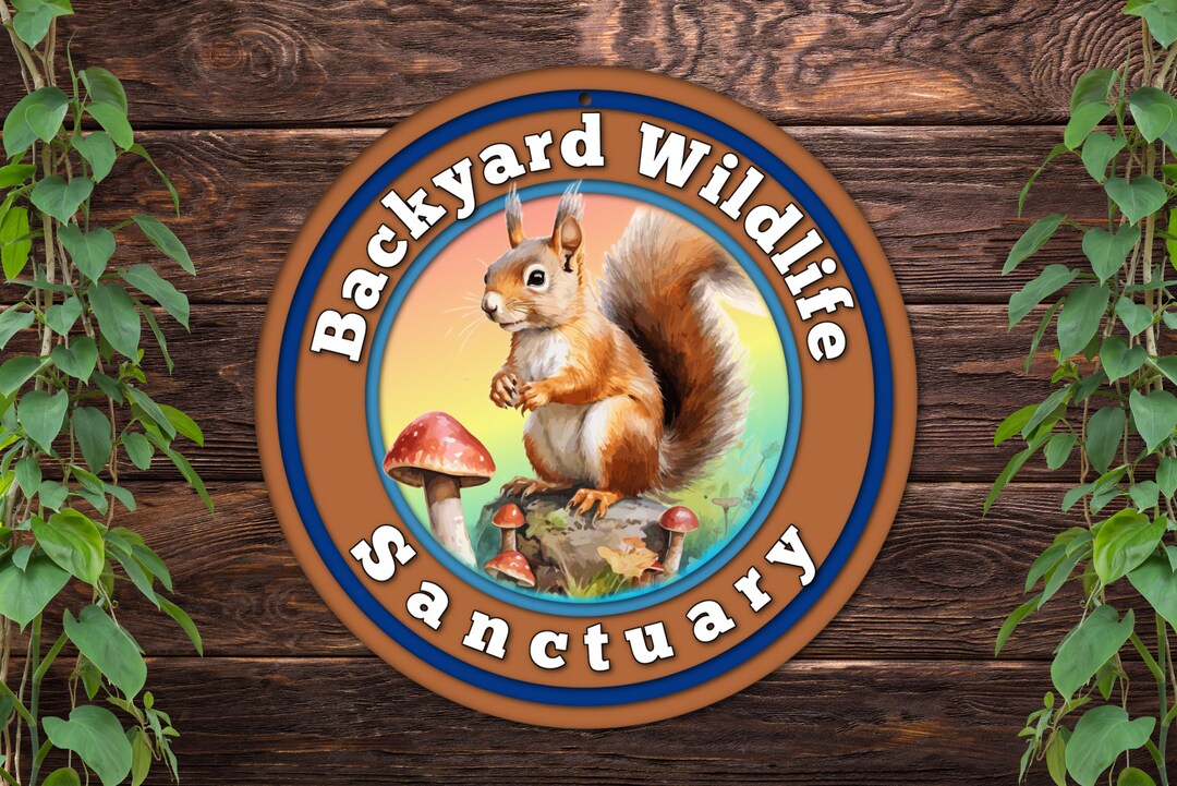Backyard Wildlife Sanctuary Garden Sign | 8" Squirrel Sign for Garden ...