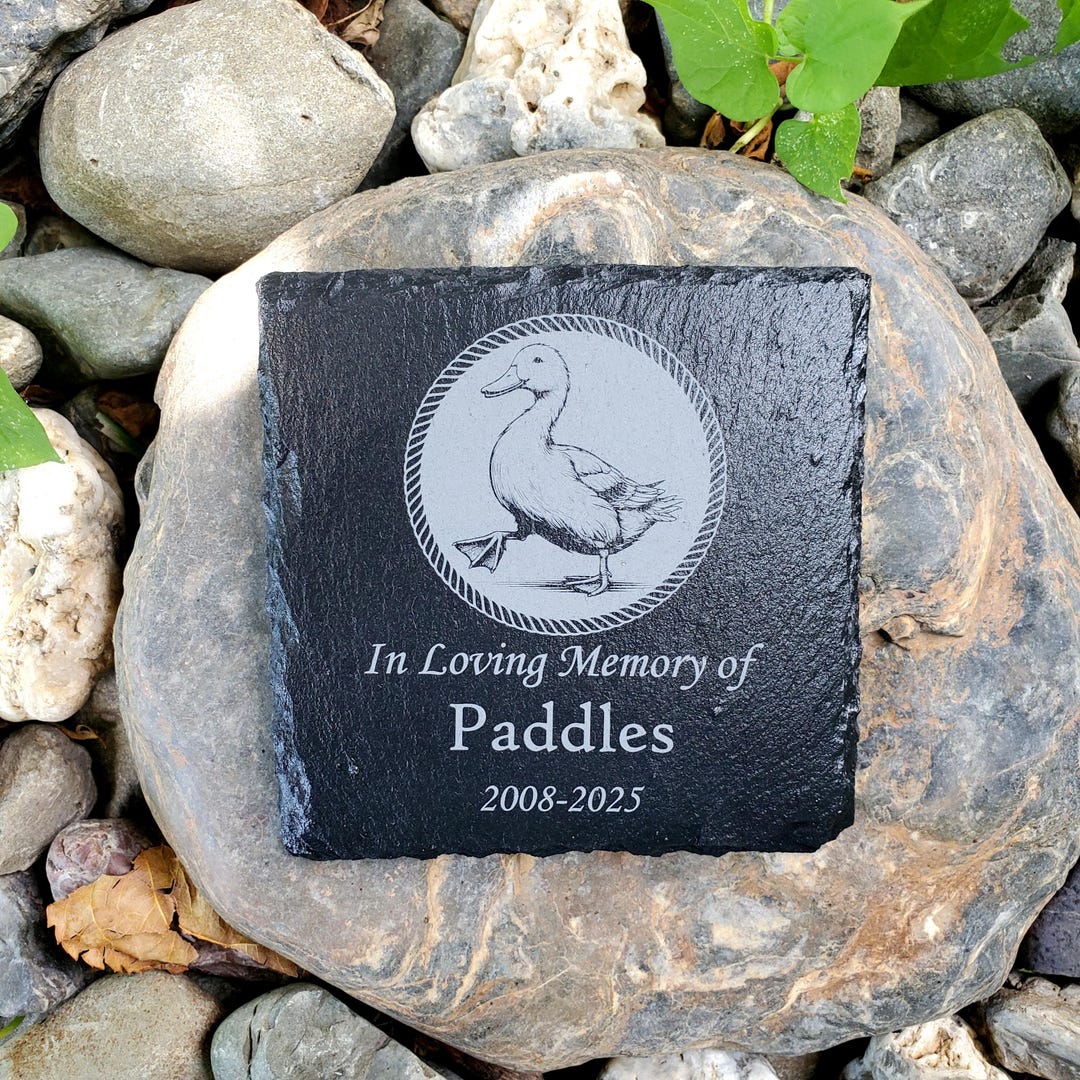 Small Personalized Duck Memorial Stone – Engraved Slate Grave Marker ...