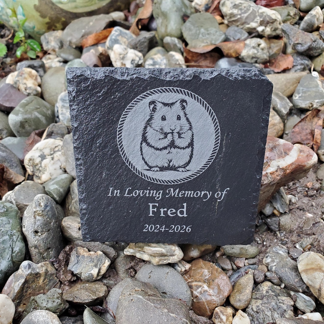 Small Personalized Hamster Memorial Stone – Engraved Slate Grave Marker ...