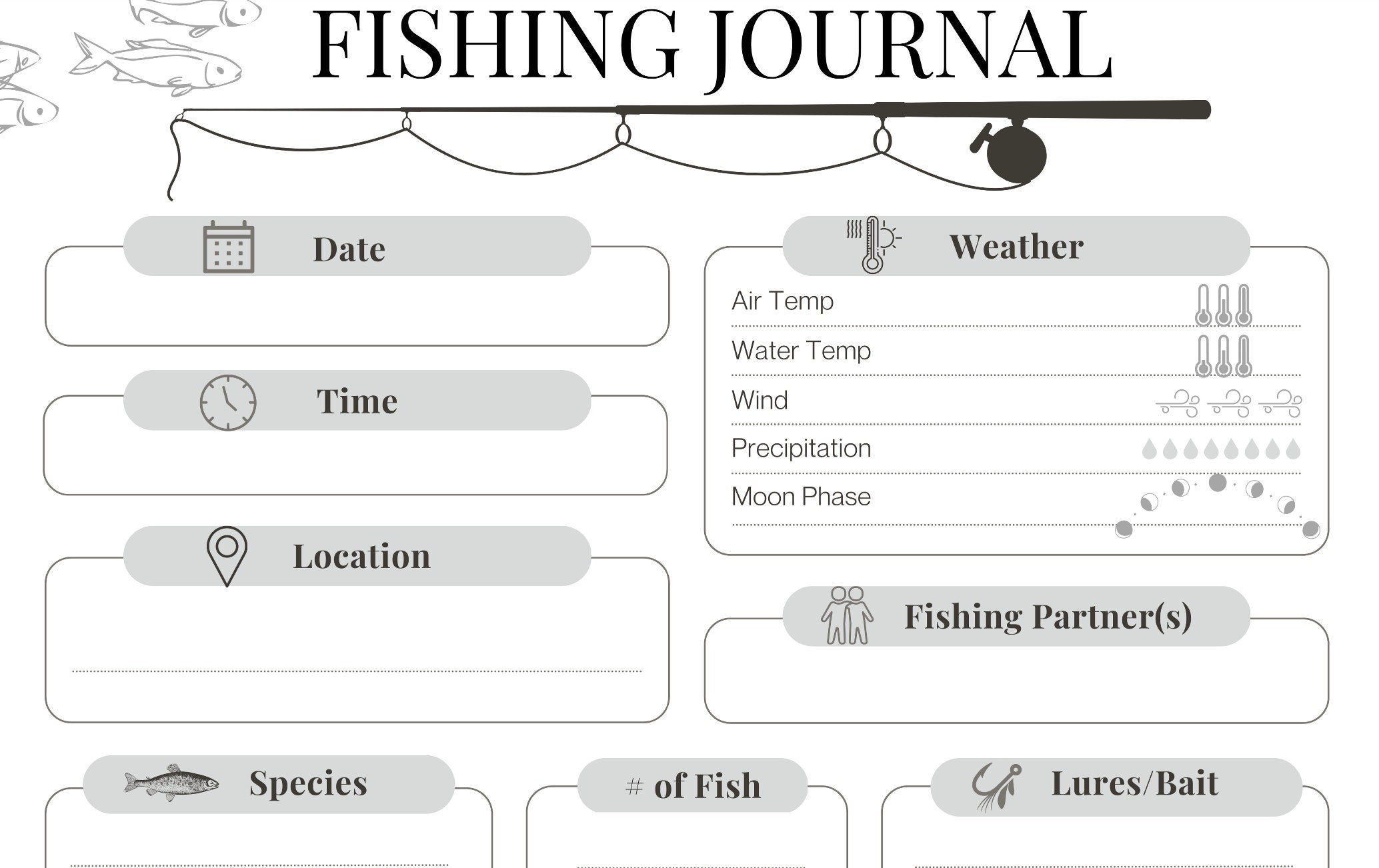 Ultimate Fishing Log and Journal, Instant Download, Digital File ...