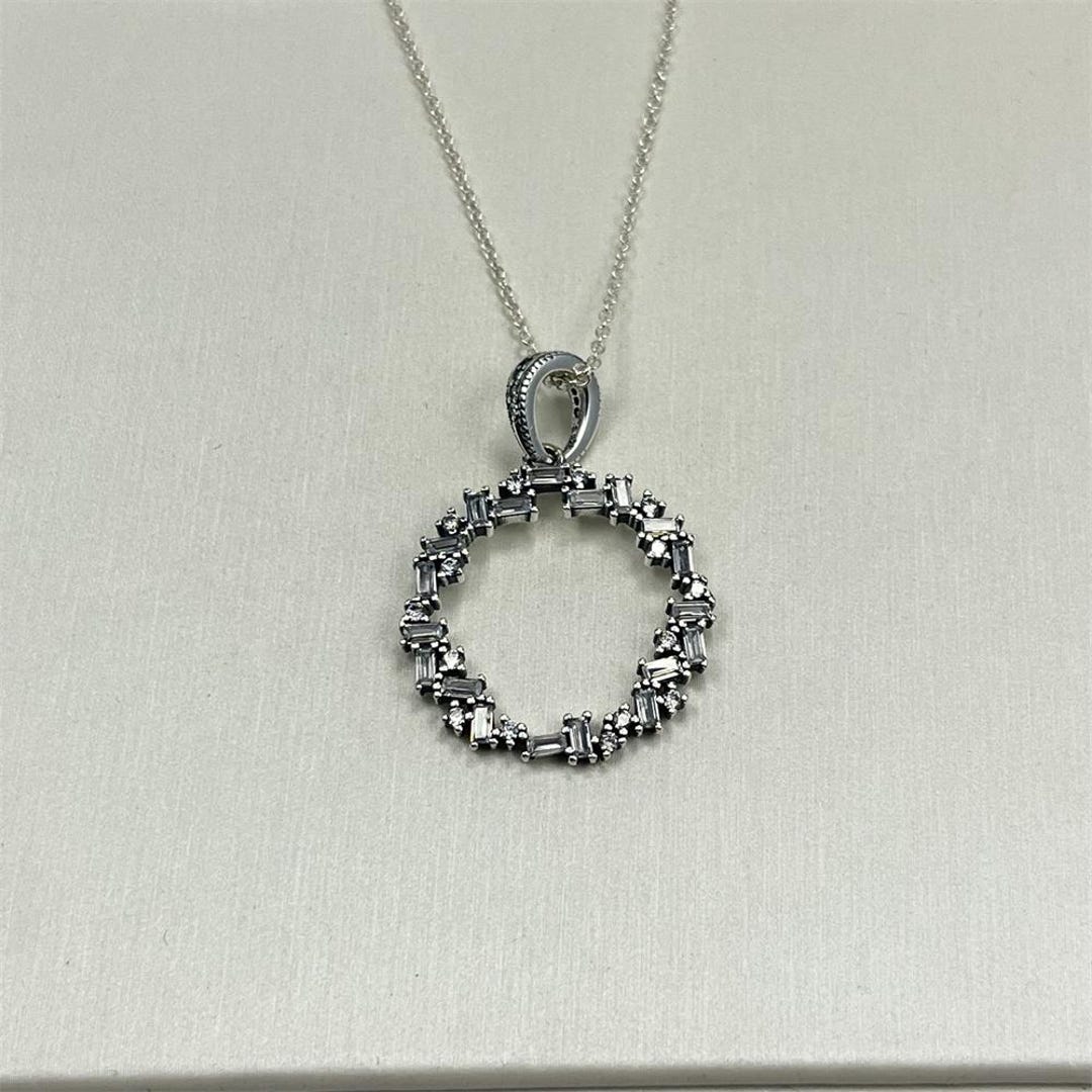 Pandora Sparkling Ice Cube Circle Pendant Necklace 45cm - Etsy