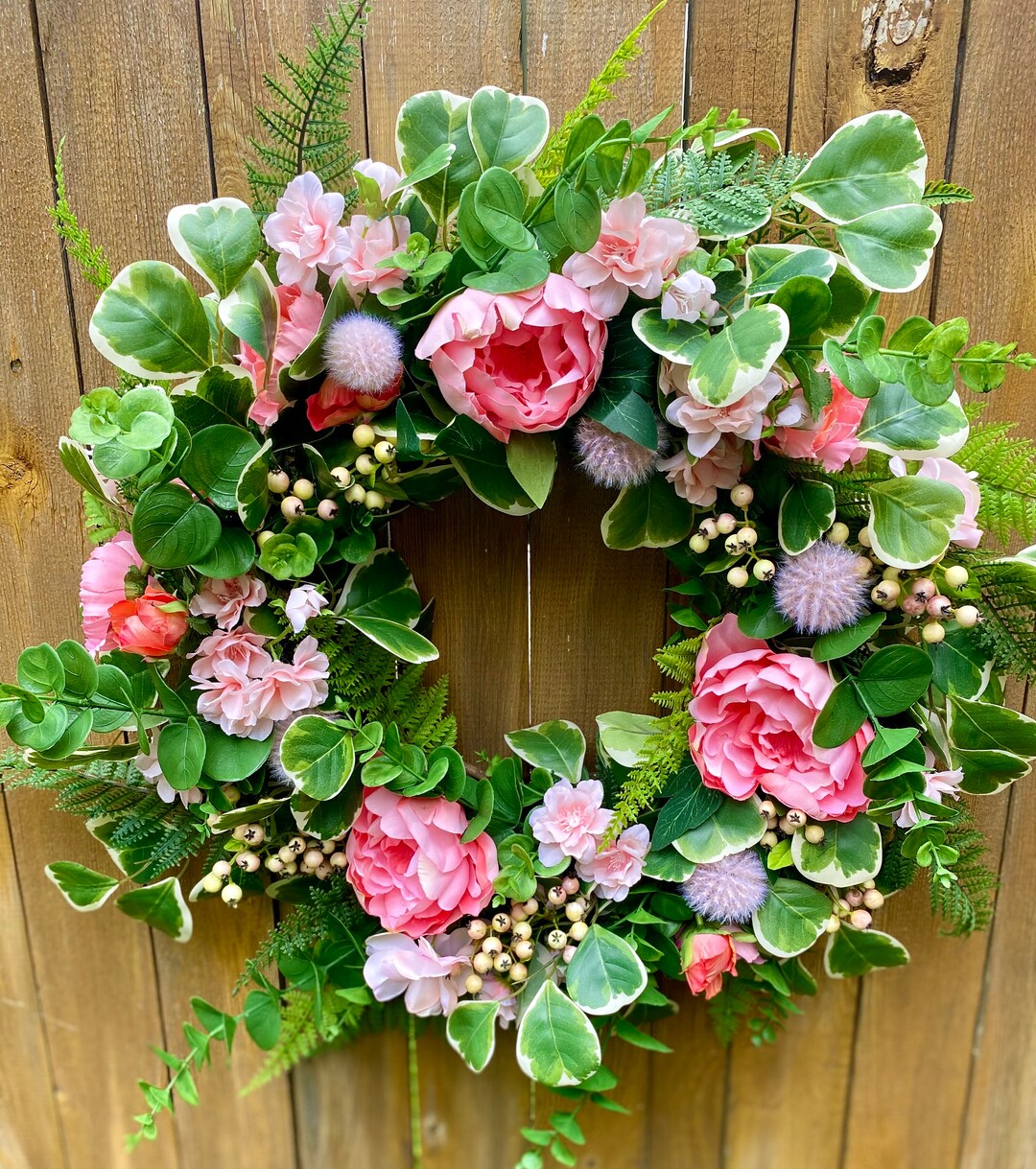Summer Floral Wreath for Front Door or Porch. Peonies Pink Floral ...