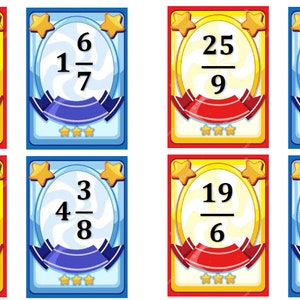 Fractions and Mixed Fractions - Cards - PDF File - Etsy