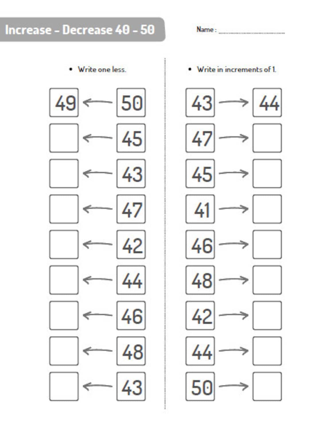 Increase Decrease Worksheet 5 Pages PDF - Etsy