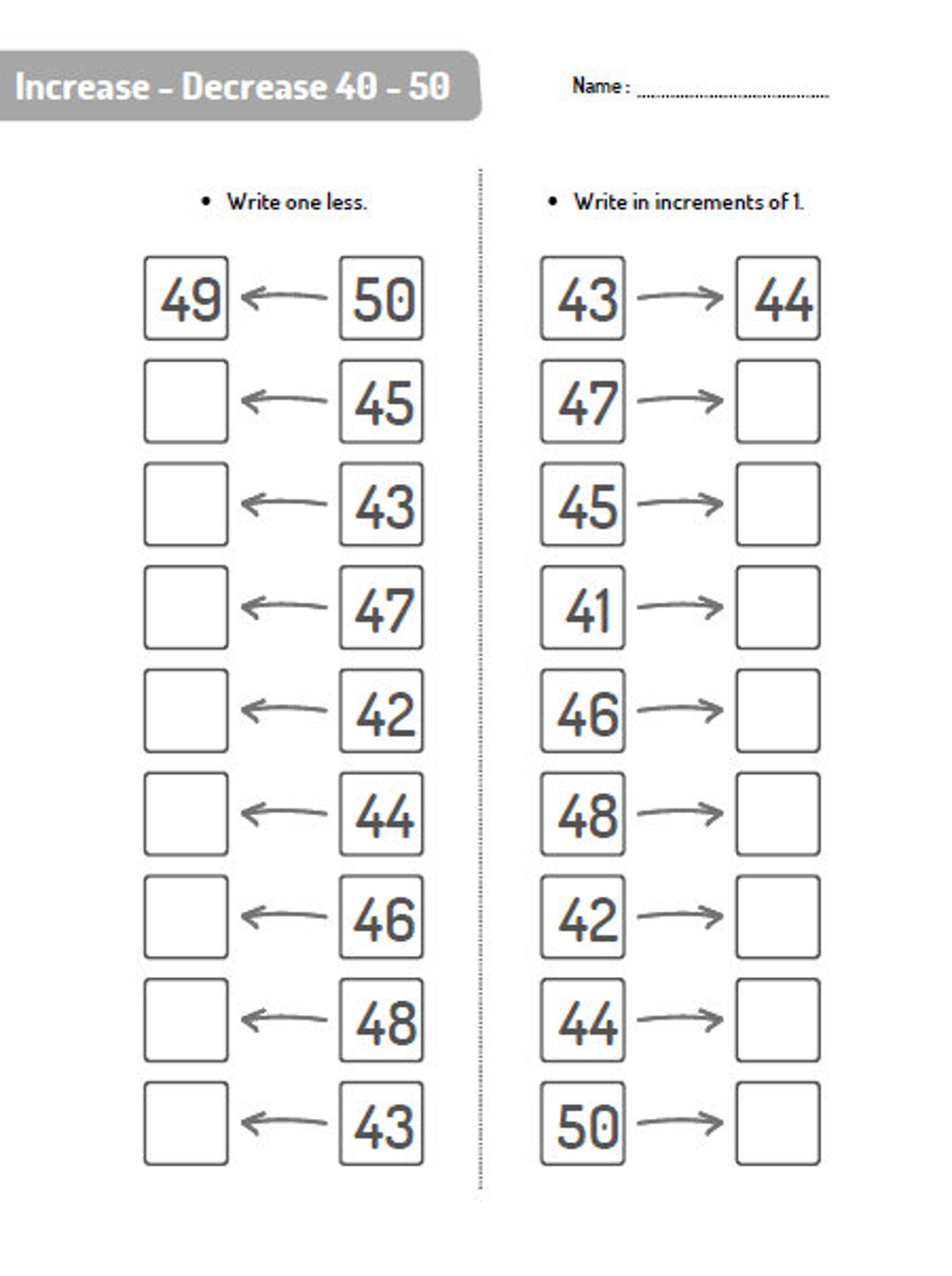 Increase Decrease Worksheet 5 Pages PDF - Etsy