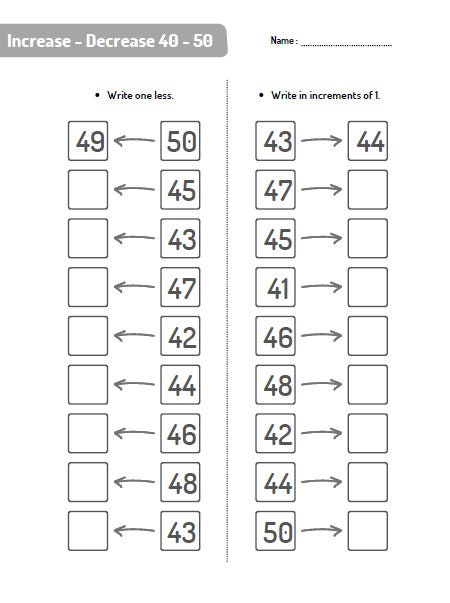 Increase - Decrease Worksheet - 5 Pages PDF - Etsy