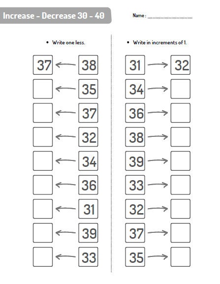 Increase - Decrease Worksheet - 5 Pages PDF - Etsy