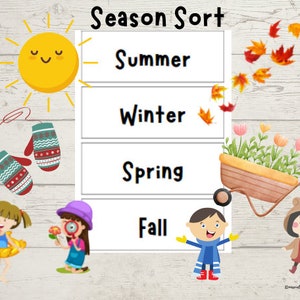 Seasons Learning Activity Printable Sorting Game Matching - Etsy