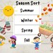 Seasons Learning Activity Printable Sorting Game Matching - Etsy