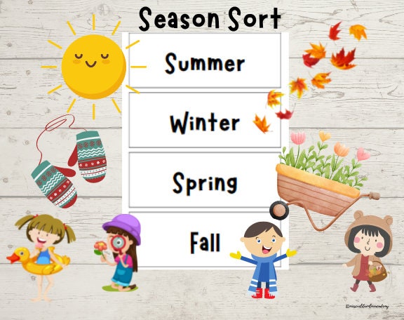 Seasons Learning Activity Printable Sorting Game Matching - Etsy