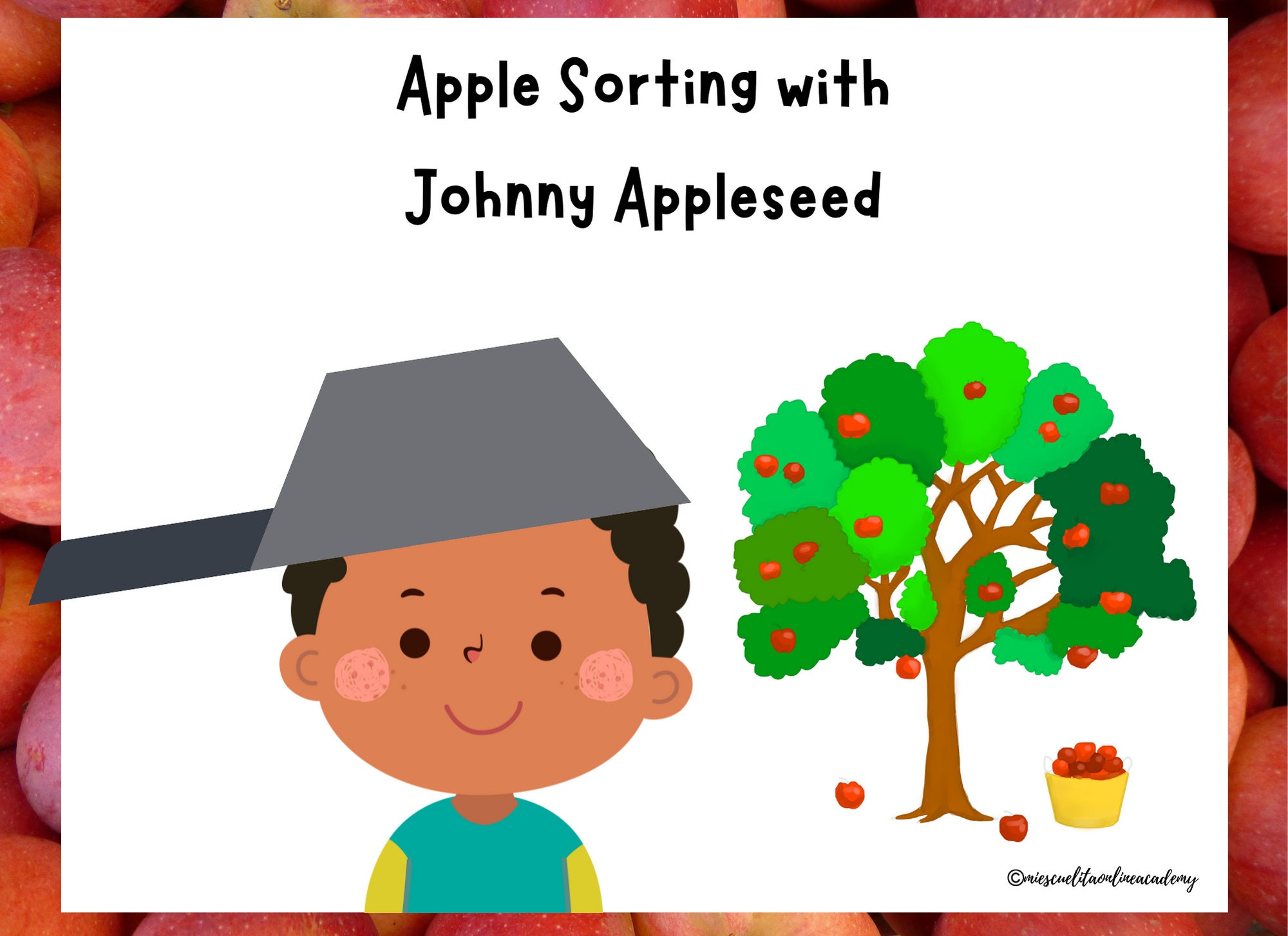 Johnny Appleseed Apple Sorting & Coloring, Autumn Preschool Sorting ...