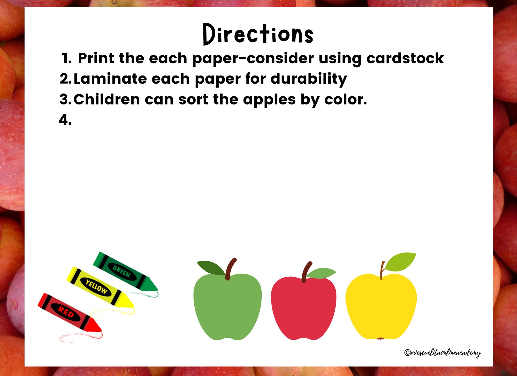 Johnny Appleseed Apple Sorting & Coloring, Autumn Preschool Sorting ...