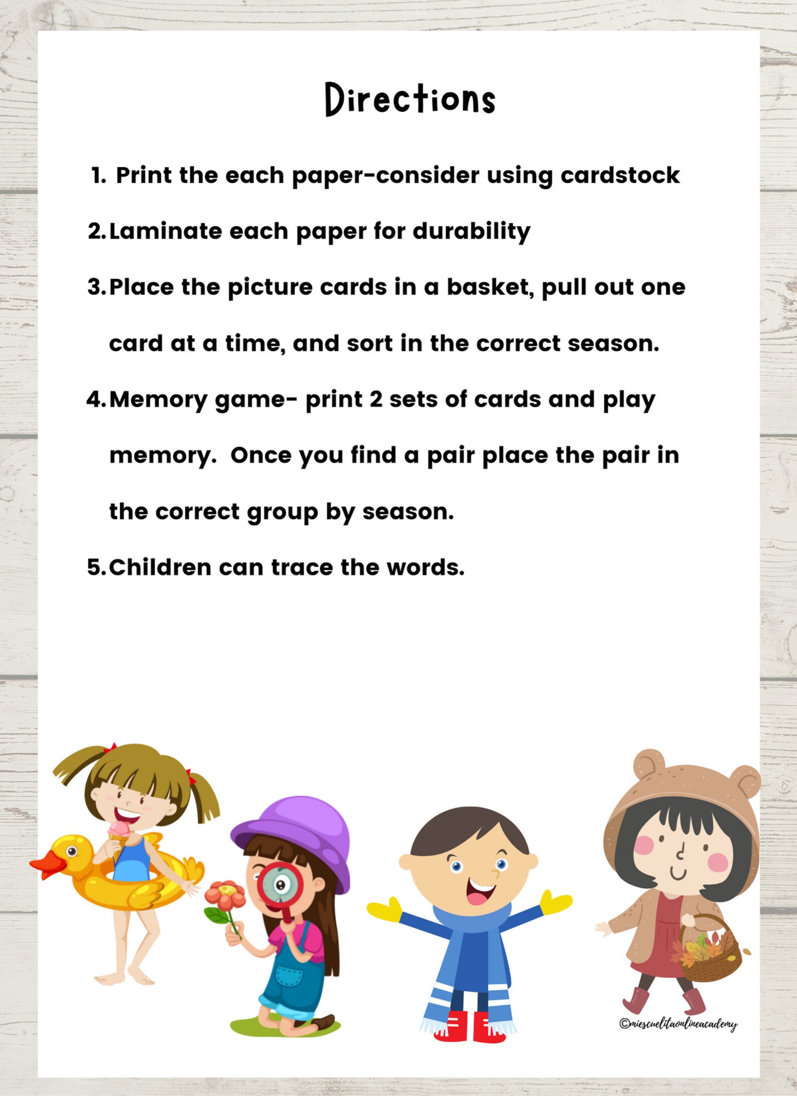 Seasons Learning Activity Printable Sorting Game Matching - Etsy