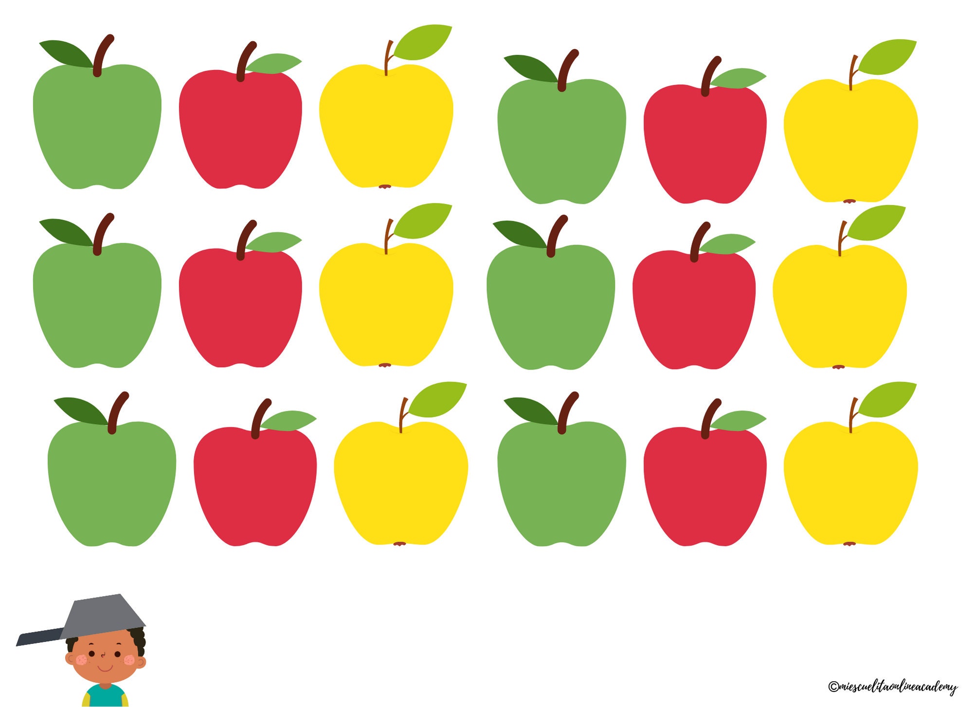 Johnny Appleseed Apple Sorting & Coloring, Autumn Preschool Sorting ...
