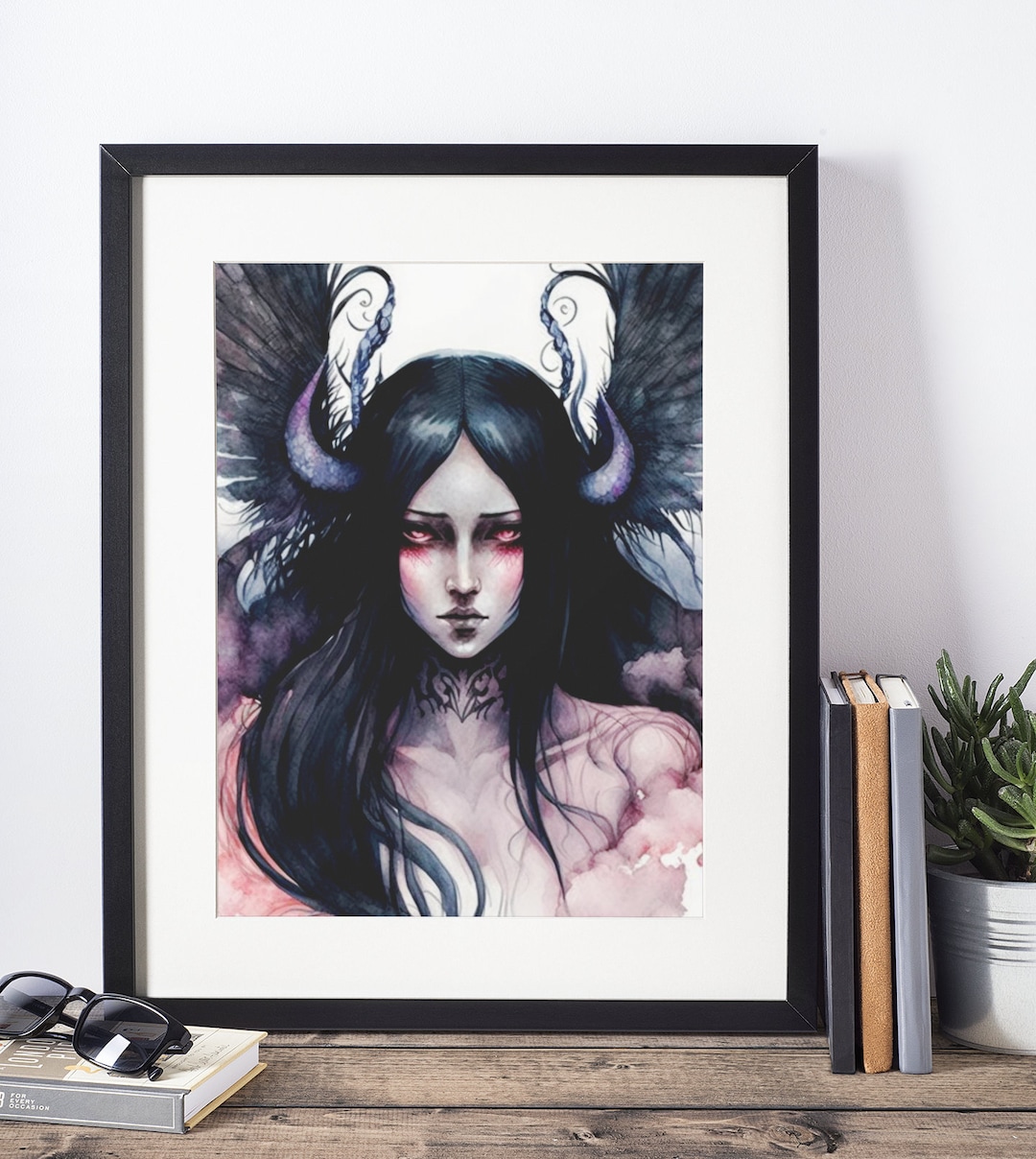 Lilith in Watercolor Printable Digital Art, Witchy Demon Folklore Wall ...