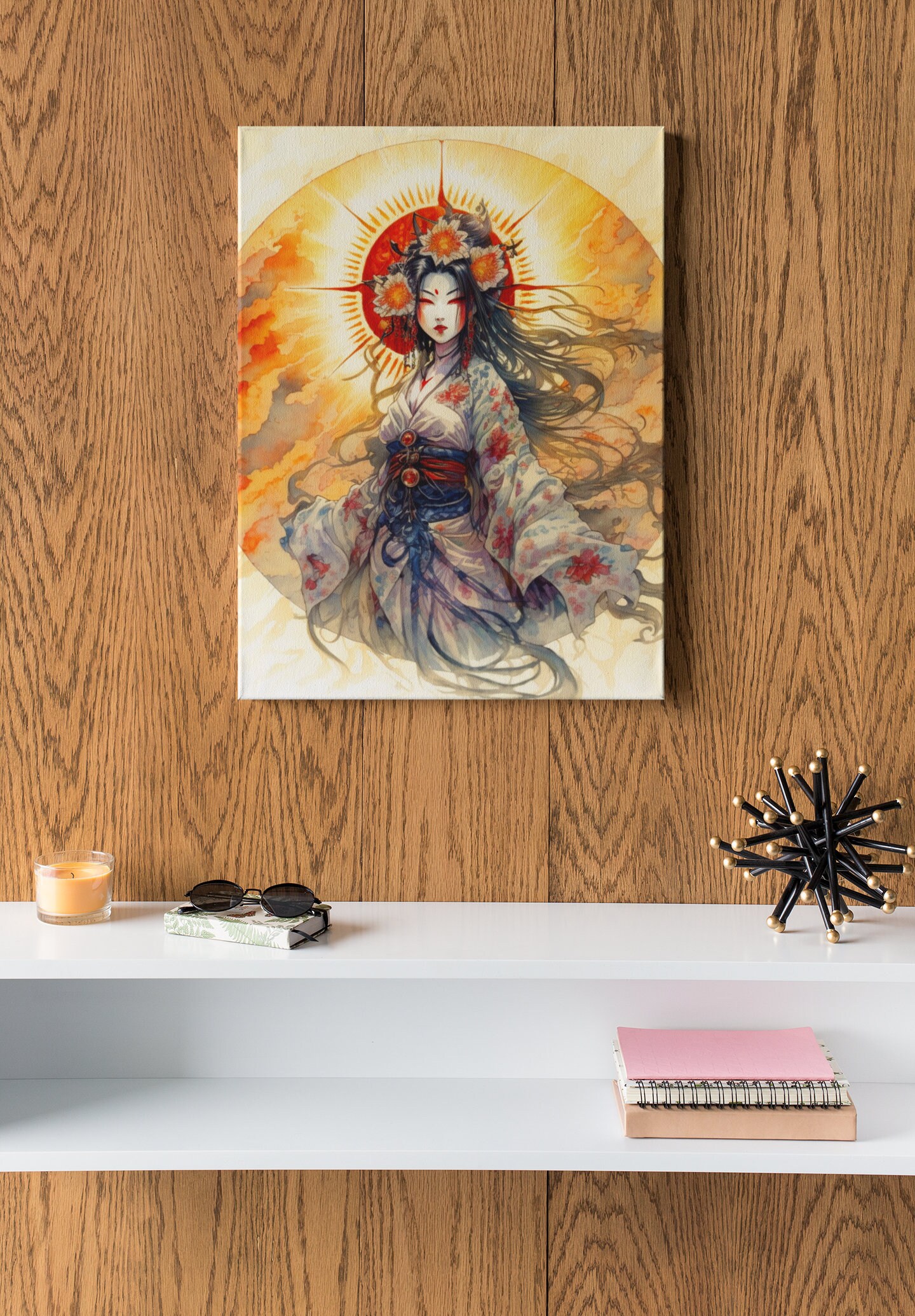 Amaterasu Omikami Japanese Sun Goddess in Watercolor Digital Printable ...