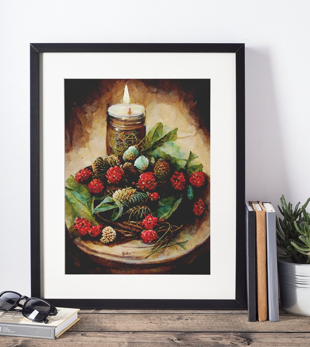 Yule Offering Altar Watercolor Printable Digital Art, Christmas Wall ...