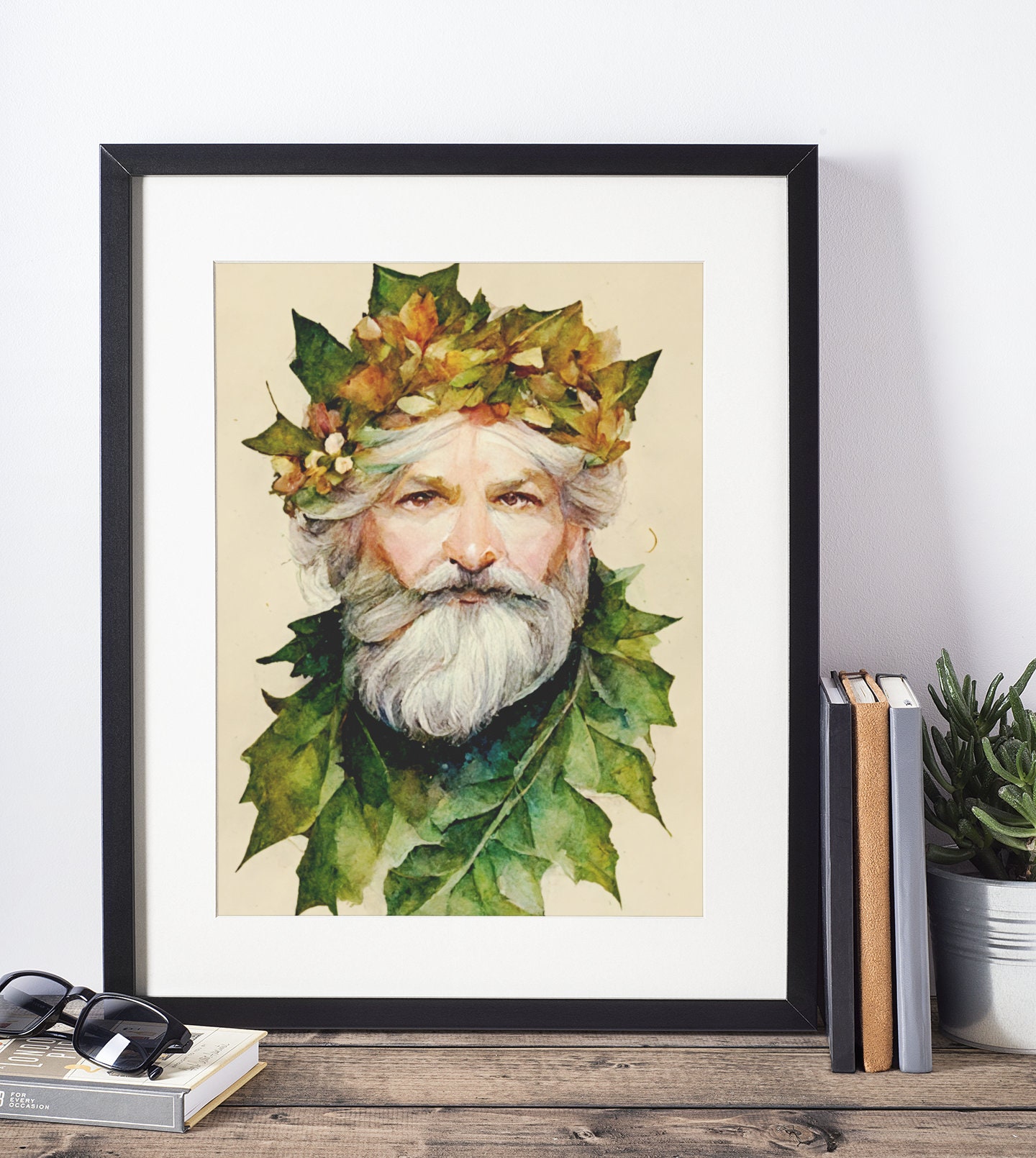 Holly King Pagan Santa Watercolor Printable Digital Art, Pagan ...