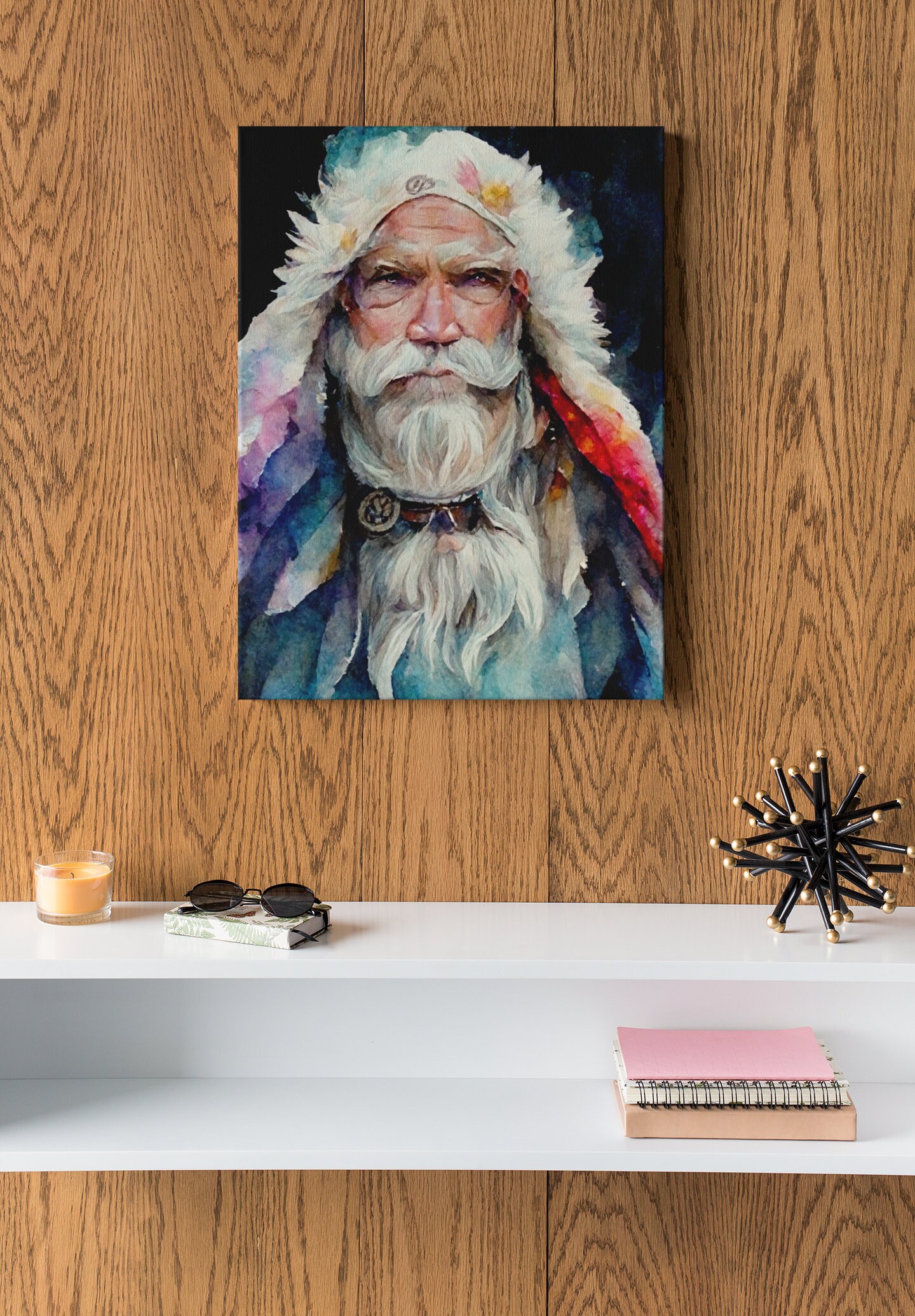 Odin Santa Watercolor Digital Printable Wall Art, Viking Christmas ...