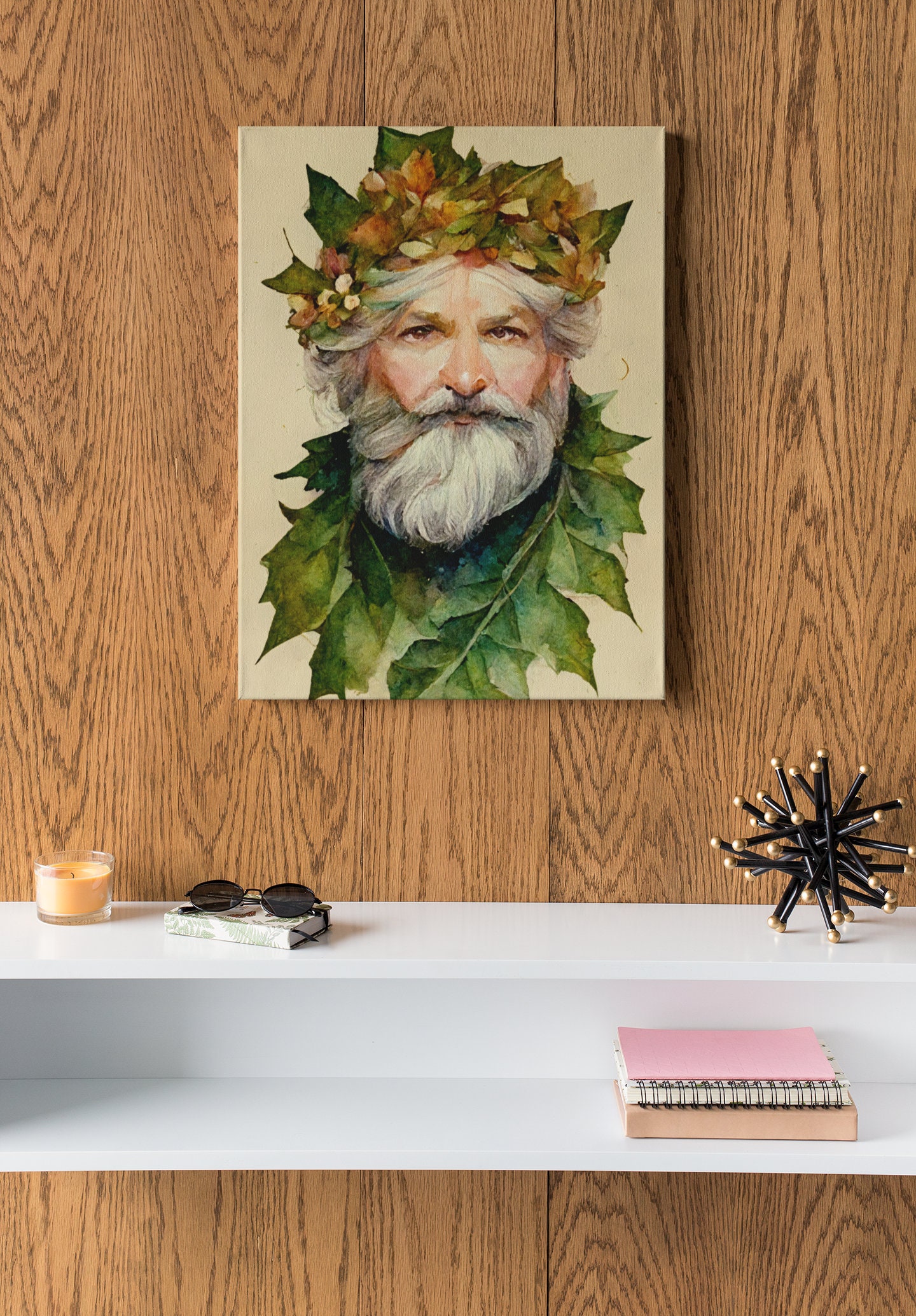 Holly King Pagan Santa Watercolor Printable Digital Art Pagan - Etsy