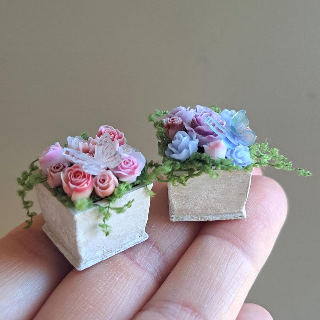 1:12 Miniature Dollhouse Roses in Pot Flower Home Decor Dolls House ...