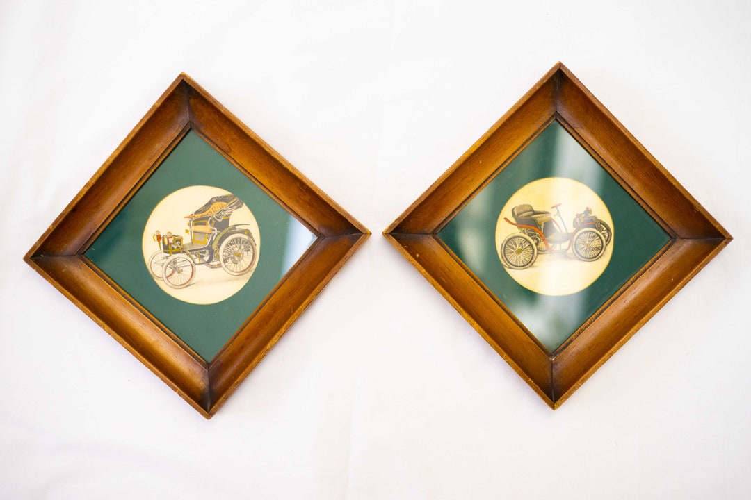 Vintage Automobile Diamond Frame Prints / Retro Old Fashioned Car ...