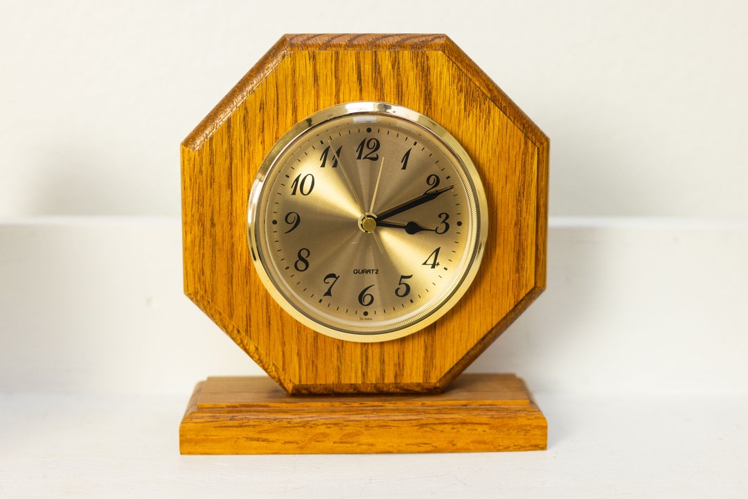 Vintage Wooden Gold Small Oak Octagon Mantel Clock - Etsy