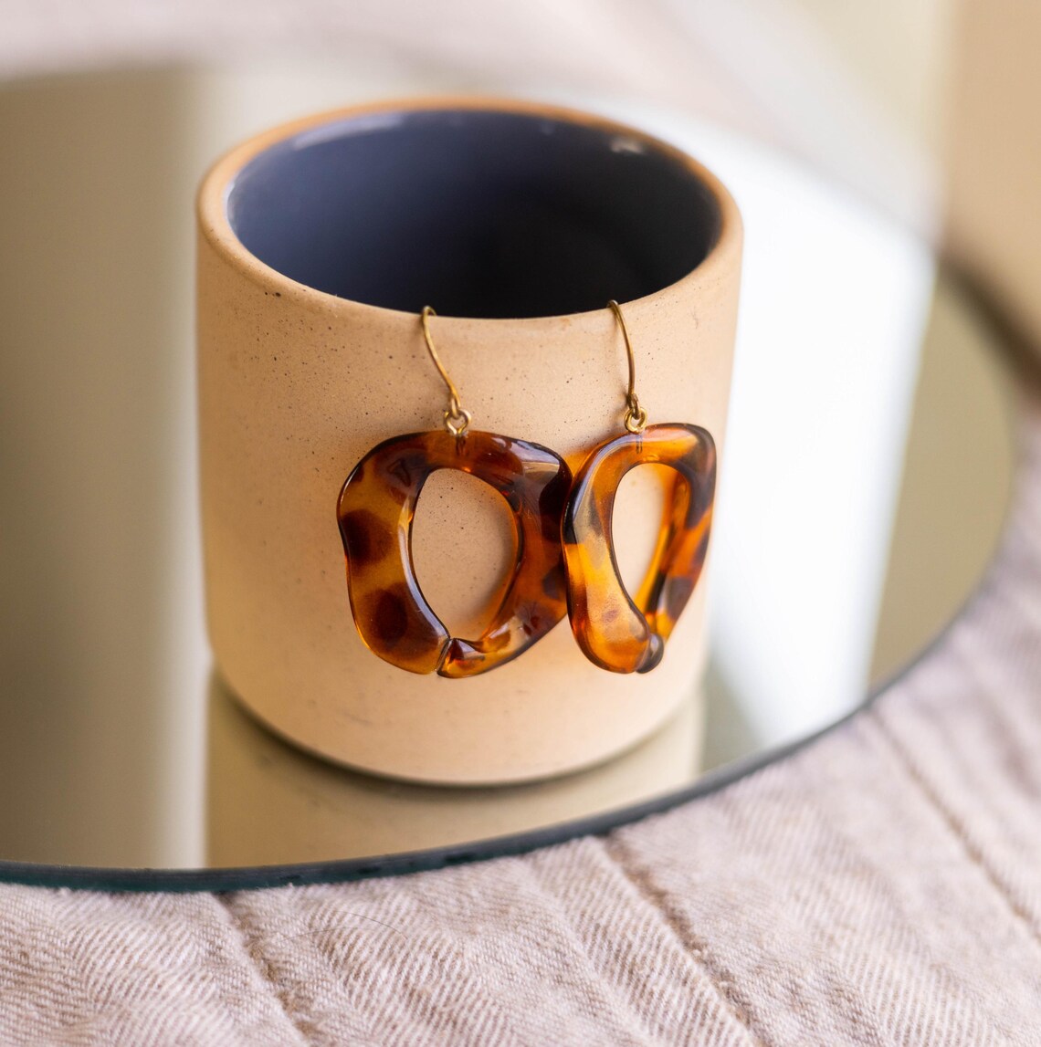 Wavy Retro 70s Style Tortoise Shell Hook Earrings - Etsy