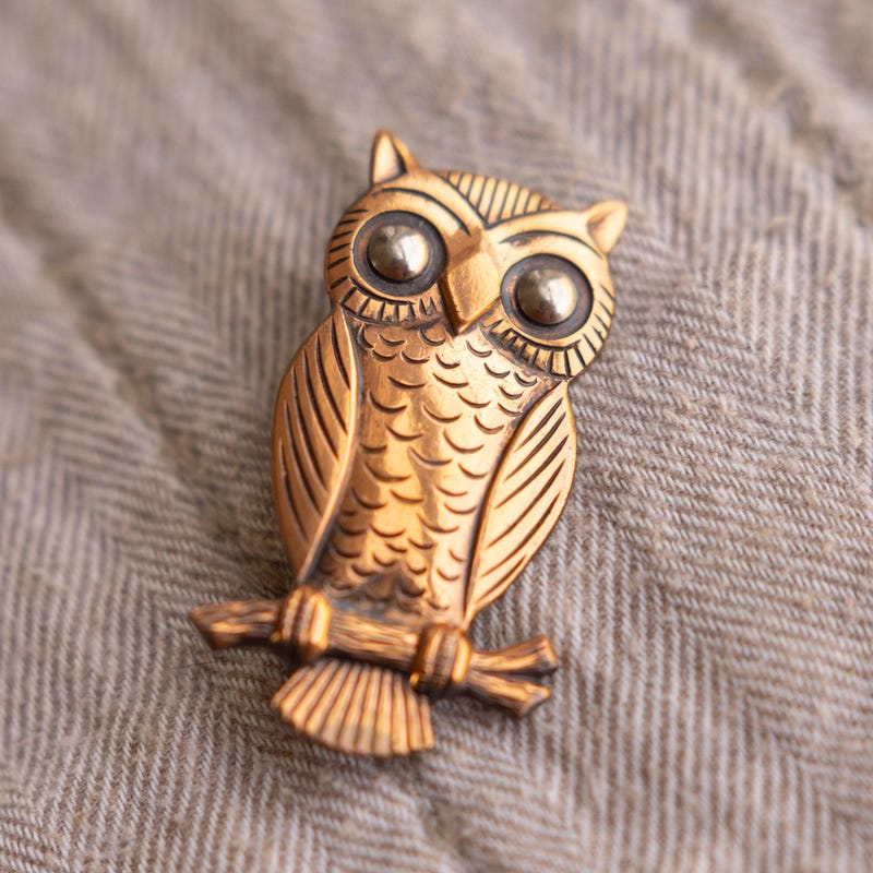 Copper Owl Pin - Etsy