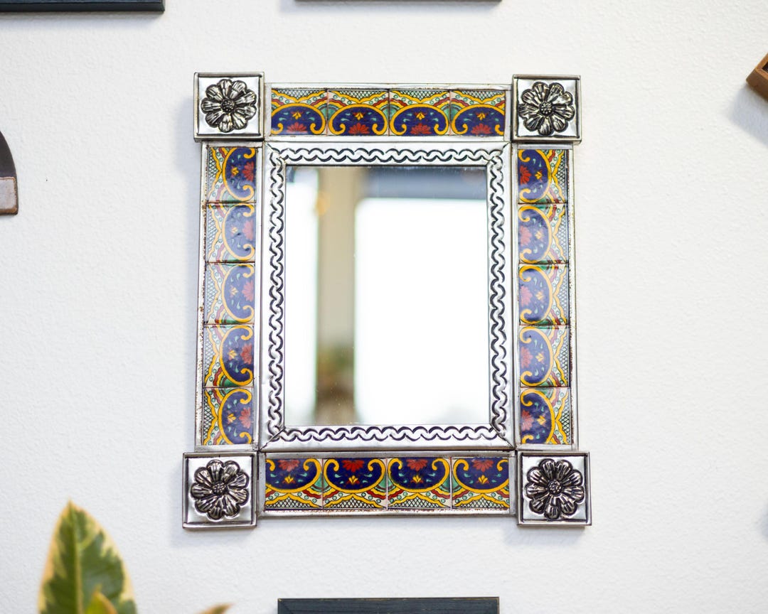 Vintage Tin Talavera Mexican Tile Mirror - Etsy