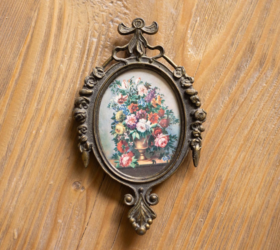 Vintage Italian Mini Ornate Brass Frame | Floral Filigree Made in Italy ...