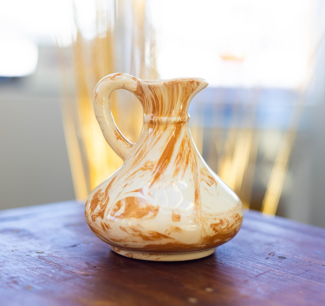 Vintage Georgia Clay Orange Swirl Creamer Pitcher Signed by MAX ...