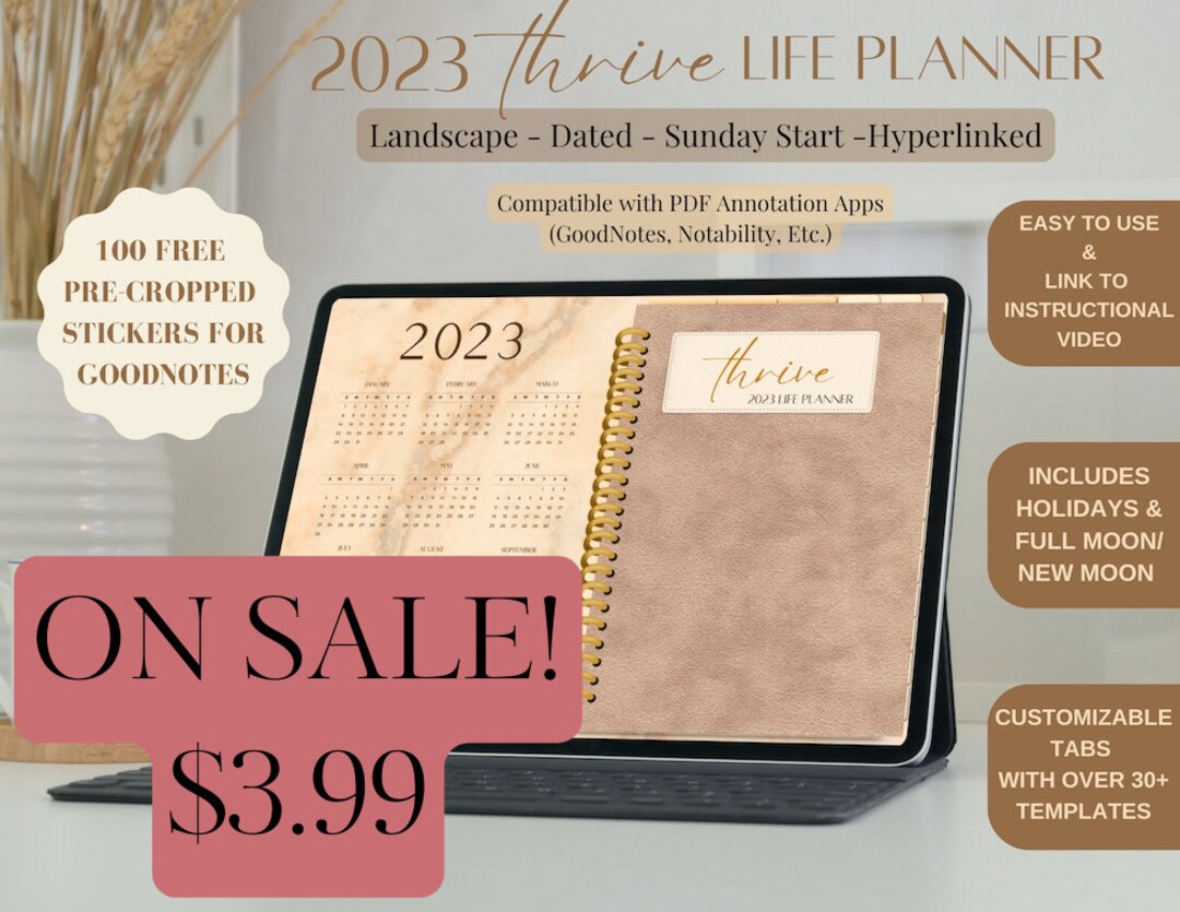 2023 Thrive Digital Life Planner, Dated Landscape Digital Planner for ...