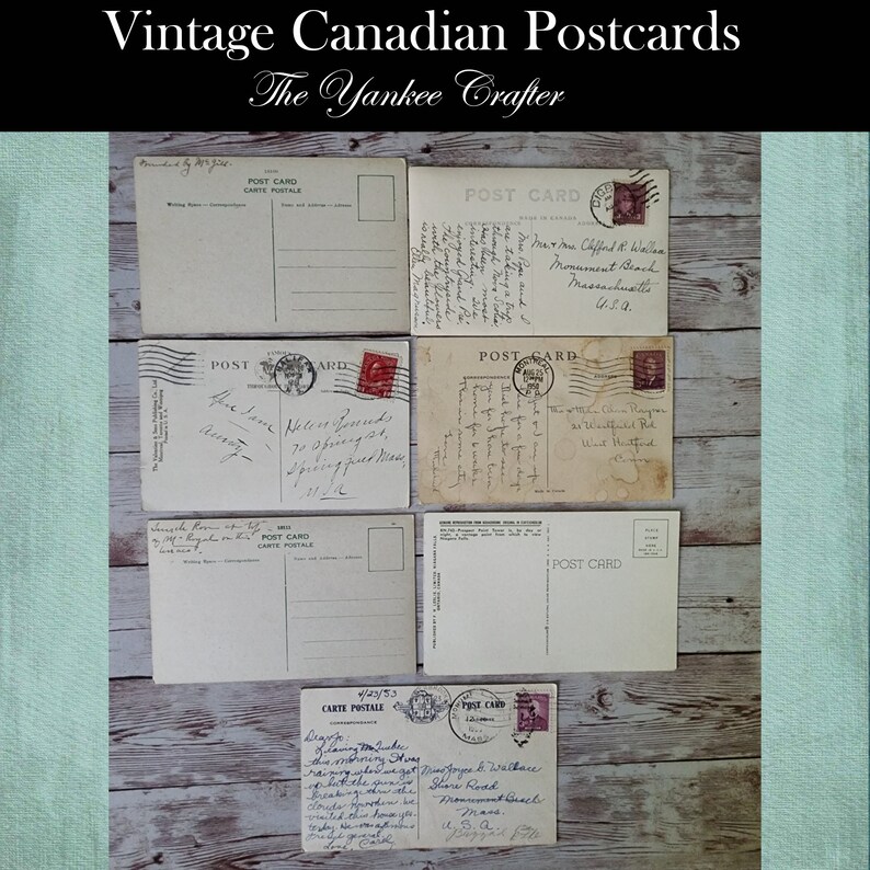 7 Vintage Canda Postcards, Canadian Travel, Junk Journal, Postcrossing ...